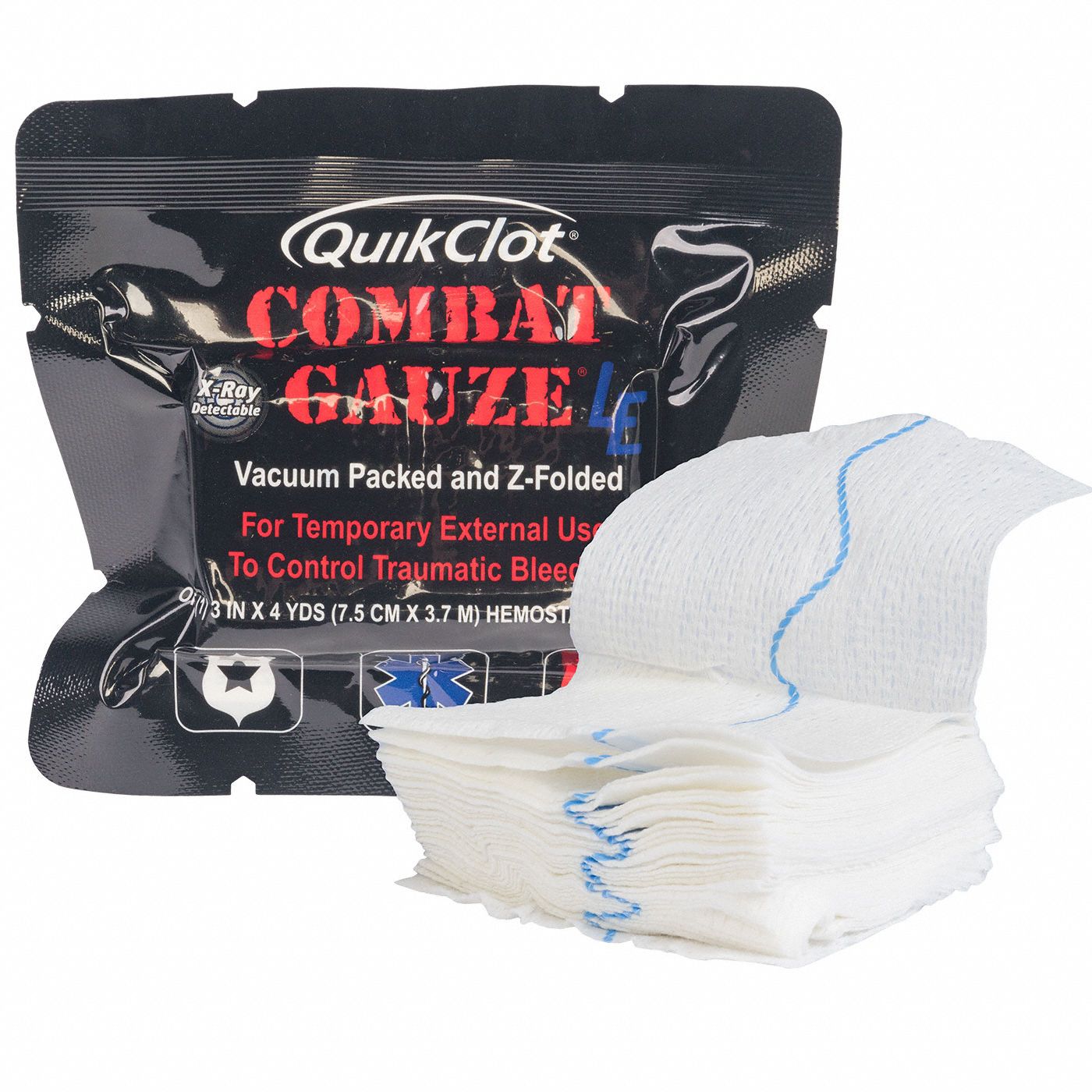 QUIKCLOT, 4 yd Dressing Lg, 3 in Dressing Wd, Combat Gauze - 55MW68|30 ...