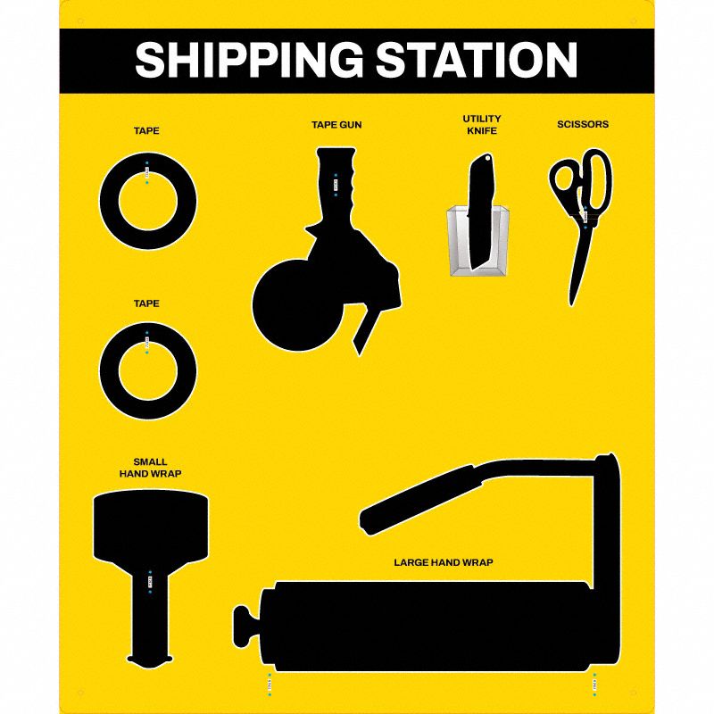 VISUAL WORKPLACE INC., Yellow, 36 in x 30 in, Shadow Board - 913N93|30 ...