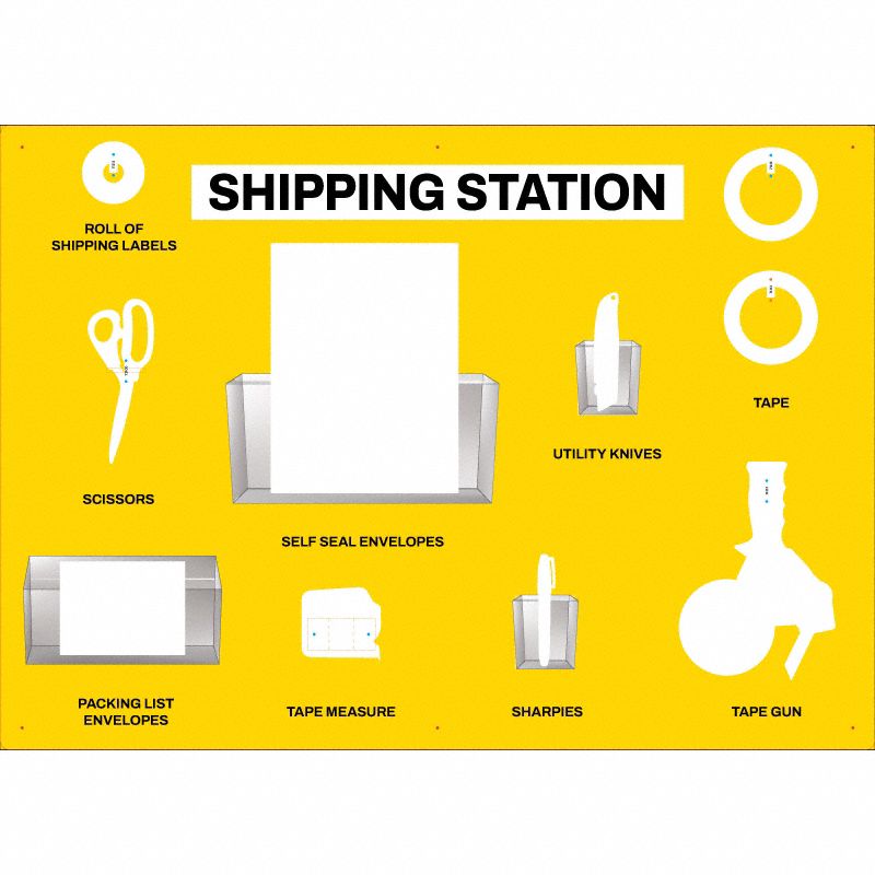 VISUAL WORKPLACE INC., Yellow, 30 in x 42 in, Shadow Board - 913N84|30 ...