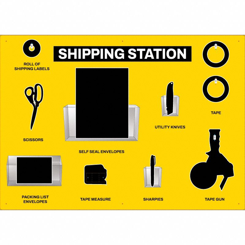 VISUAL WORKPLACE INC., Yellow, 30 in x 42 in, Shadow Board - 913N85|30 ...
