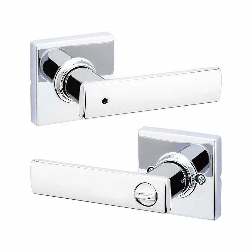 KWIKSET, Privacy Lever Locksets, Chrome, Door Lever Lockset - 828ZW4 ...