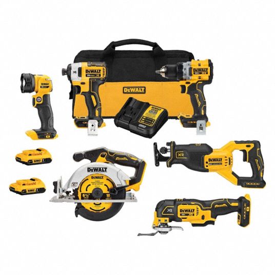 DEWALT, 6 Tools, 20 V DC Volt, Cordless Tool Combination Kit - 820CA8 ...