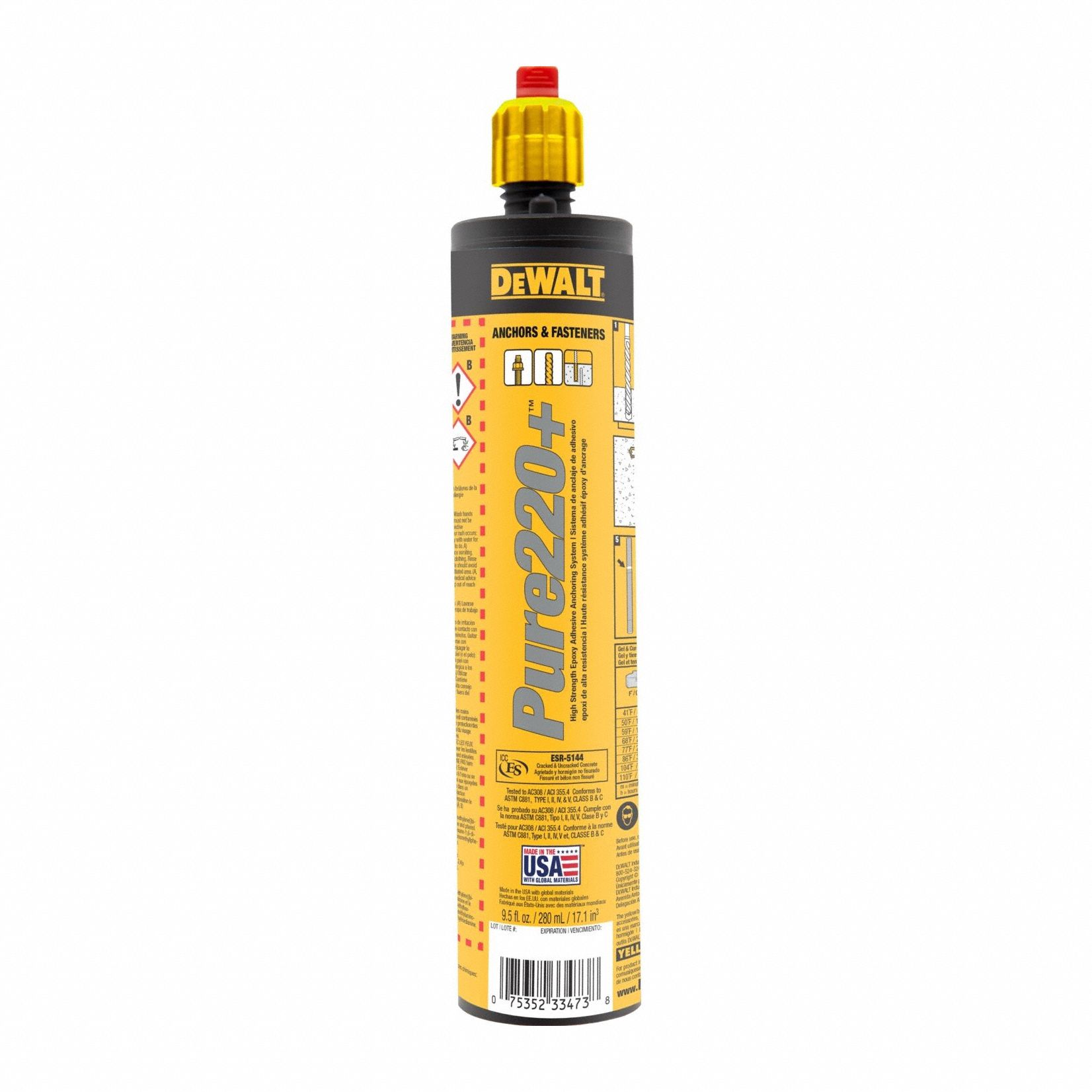 DEWALT, Adhesive Anchors, Concrete/Masonry, Anchoring Adhesive - 824EF6 ...