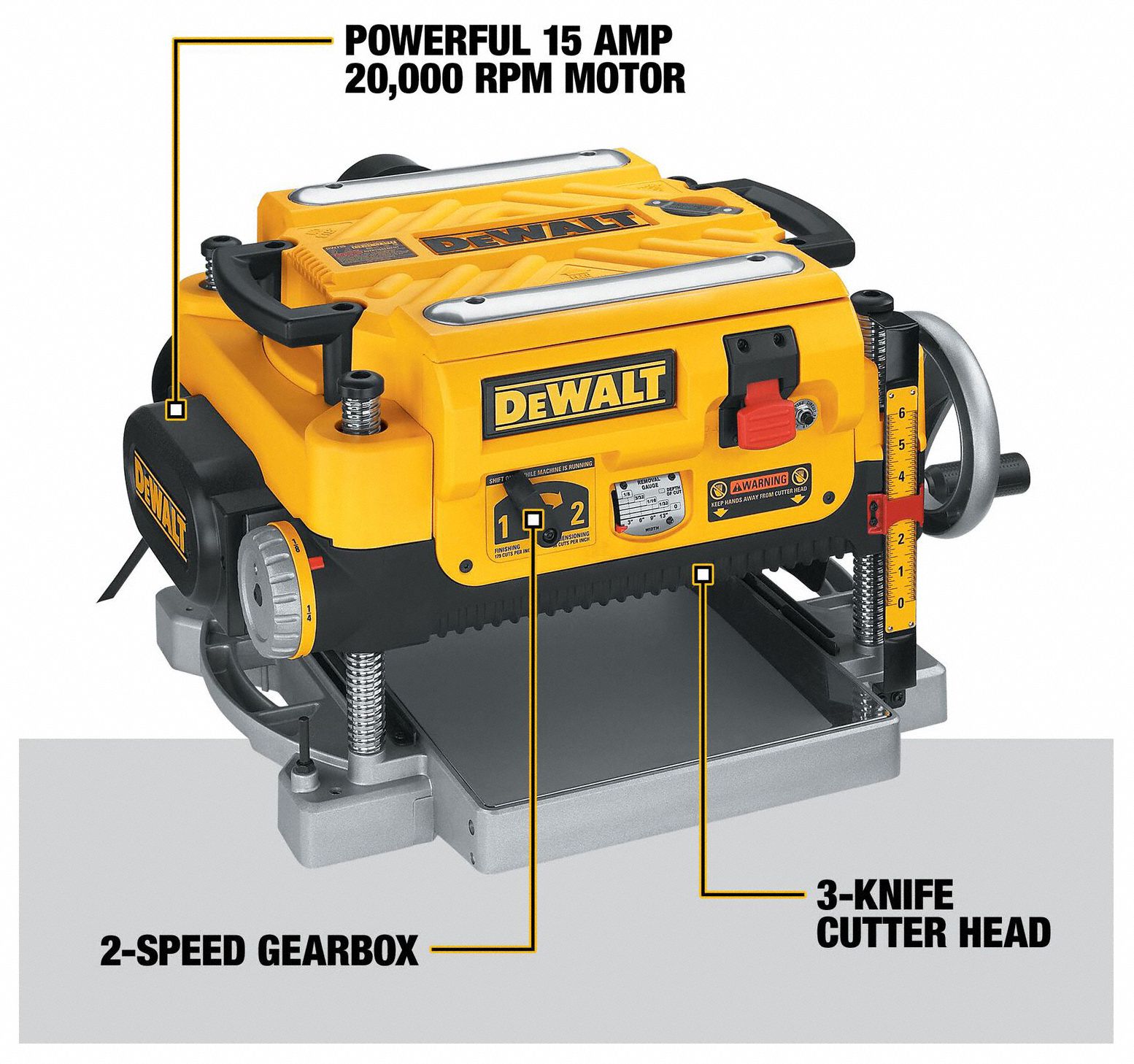 DEWALT Portable Planer: 115V, Single-Phase, 15 A, 2 hp, 13 in Max. Wd ...