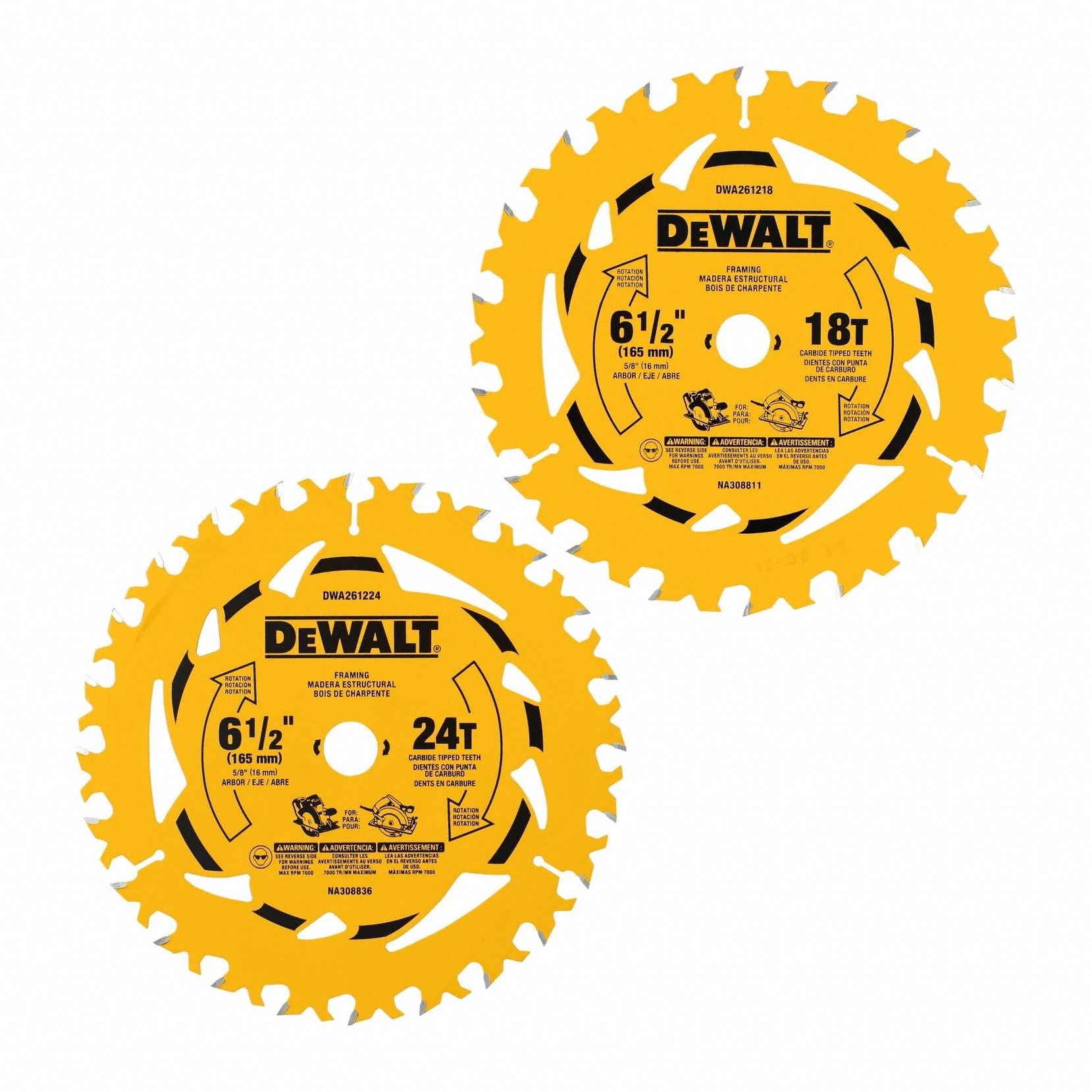 DEWALT, 18_24 Teeth, 0.07 in Cut Wd, Circular Saw Blade Set - 841TZ6 ...