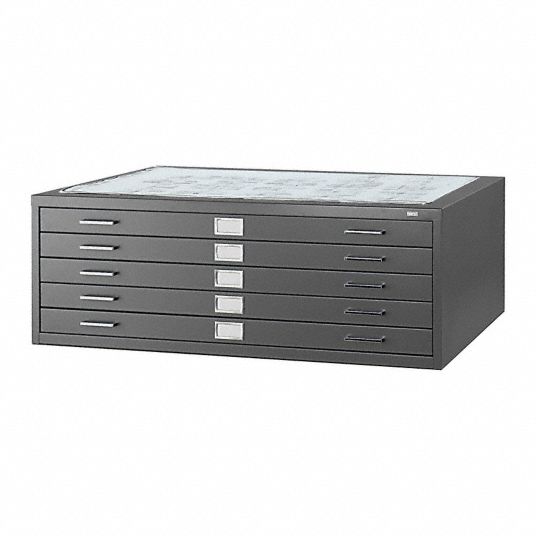 SAFCO PRODUCTS, Black, 5 Drawers, Flat File Cabinet - 842X23|4996BLR ...