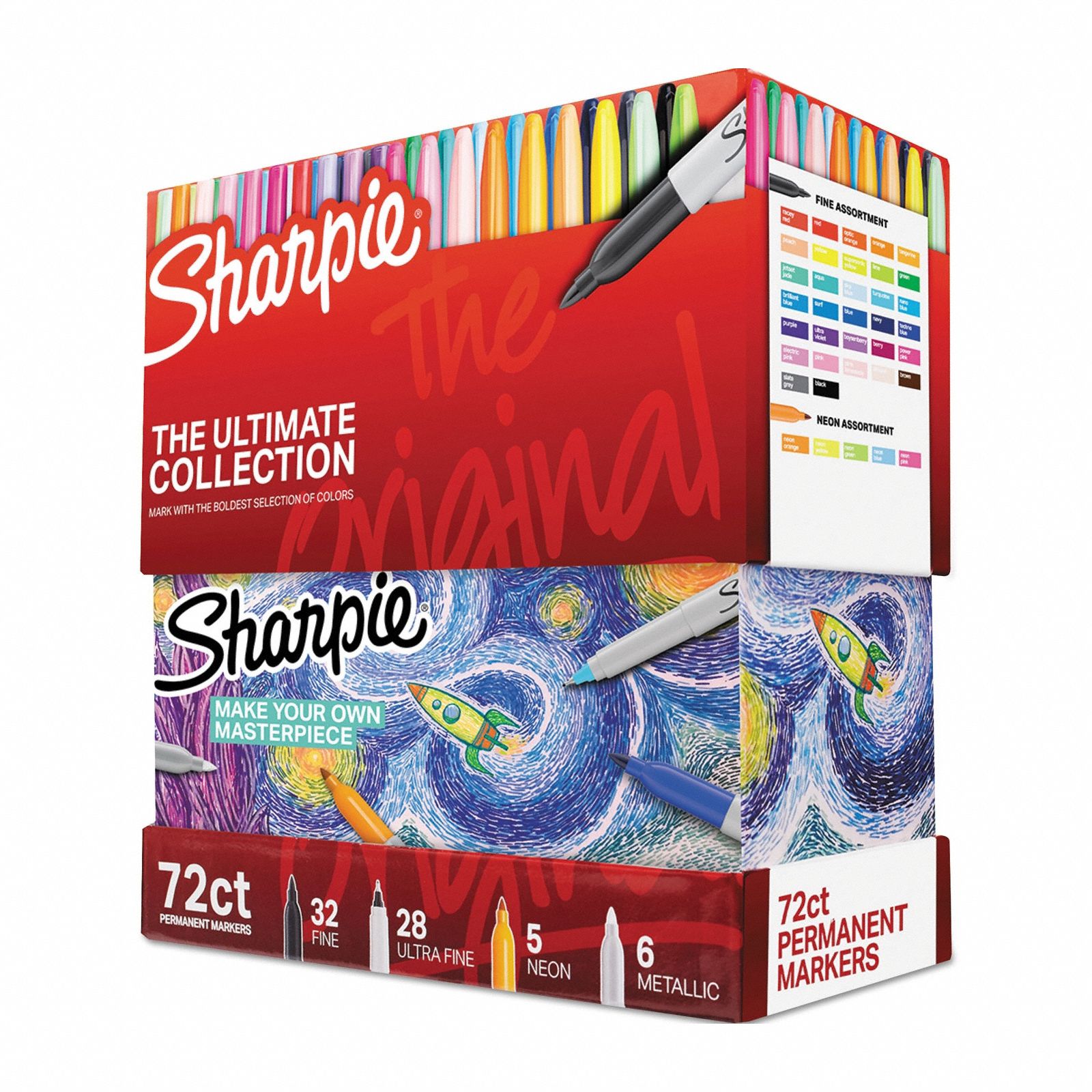 SHARPIE, Assorted, (5) Neon Colors/(60) Std Colors/(6) Metallic Colors ...