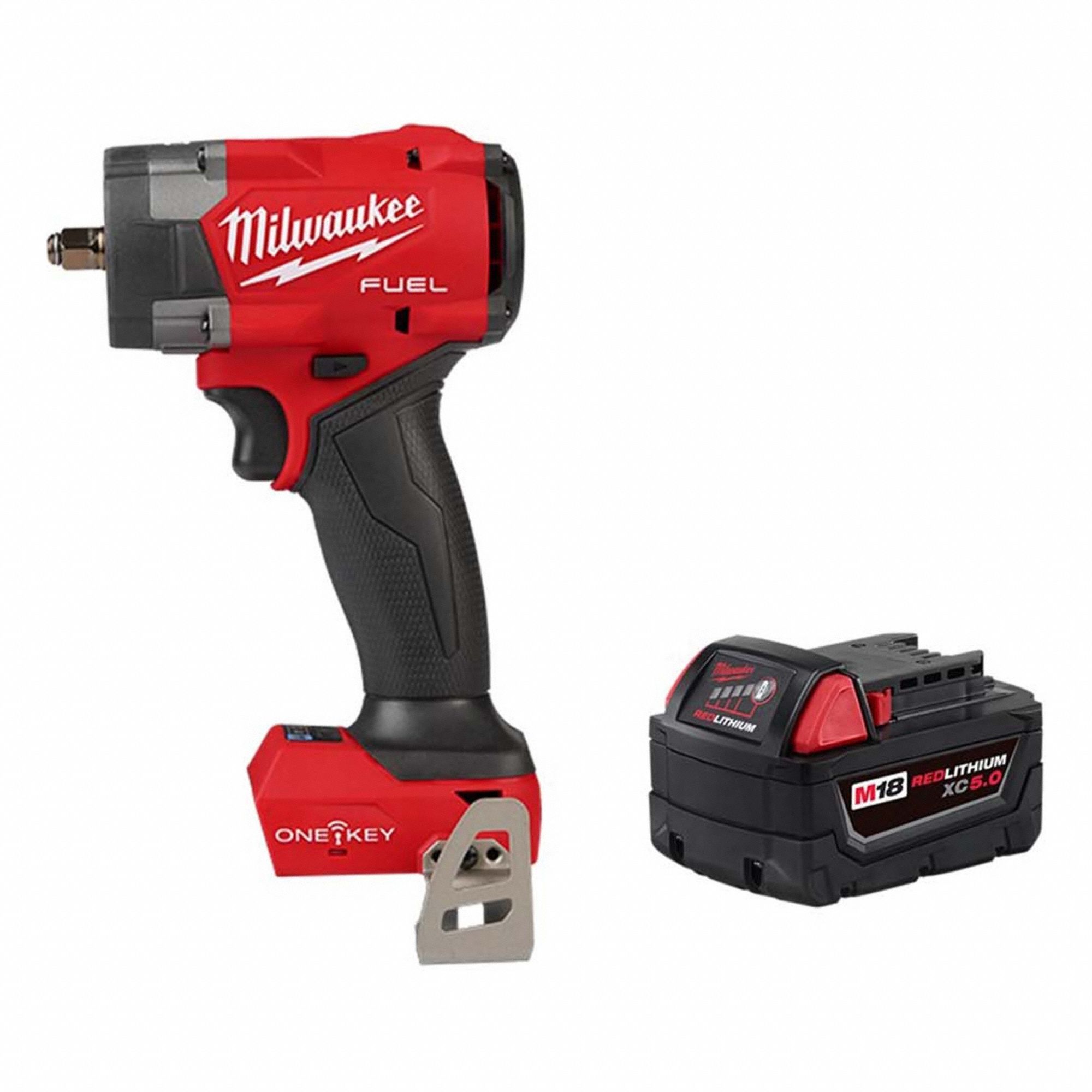 MILWAUKEE, 3/8 in Drive Size, 220 ft-lb Fastening Torque, Impact Wrench ...