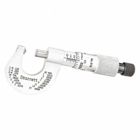 STARRETT, 0 in to 1/2 in, Mechanical, Mechanical Spherical-Anvil ...