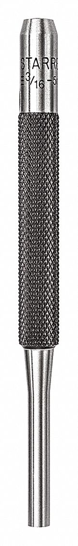 STARRETT Drive Pin Punch: 3/16 in Tip Size, 4 in Overall Lg, Round ...