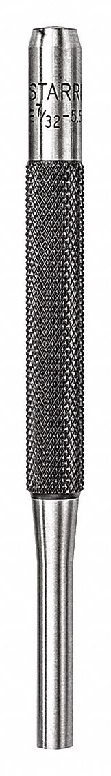 STARRETT Drive Pin Punch: 7/32 in Tip Size, 4 in Overall Lg, Round ...