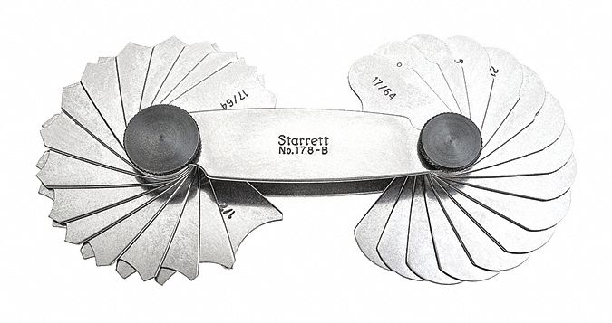 STARRETT RADIUS GAUGE, 32 LEAVES, 7/64 IN TO ½ IN BY 64THS RANGE ...