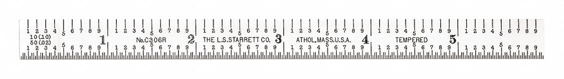 STARRETT, C306R-6, 6 in, Ruler - 30A975|C306R-6 - Grainger