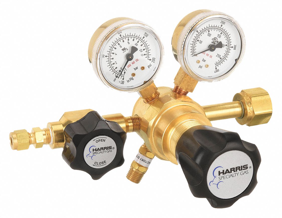 HARRIS, Single Stage, CGA 320 Inlet, High Purity Gas Regulator - 30AA43 ...