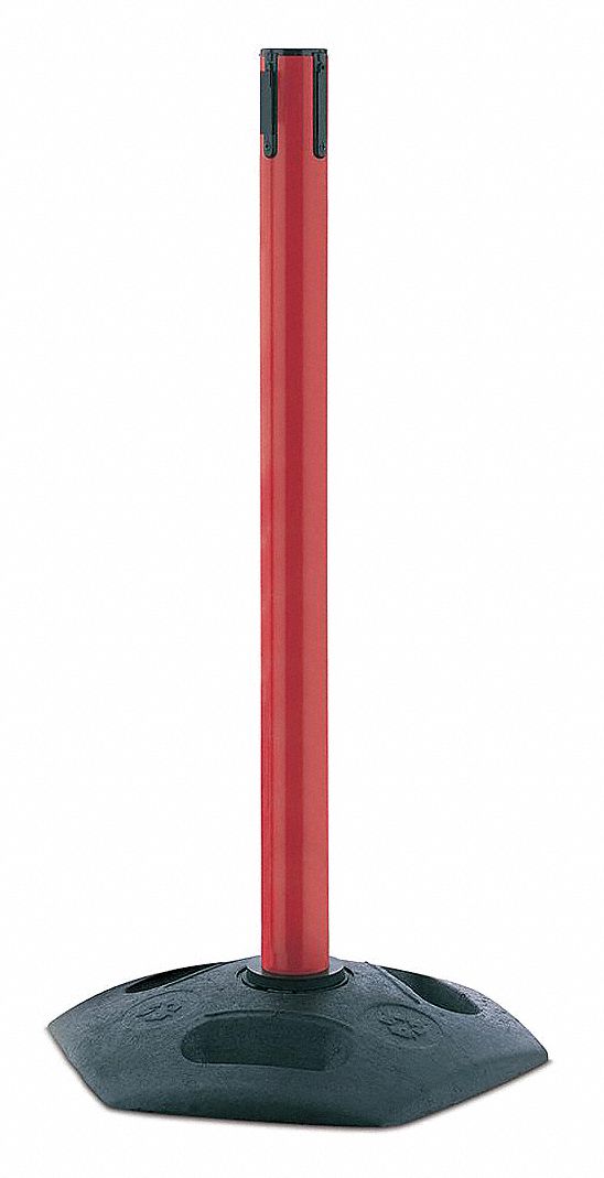 TENSABARRIER, Round Sloped, 38 in Post Ht, Single Belt Receiver Post ...