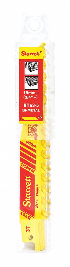STARRETT RECIPROCATING SAW BLADE, BI-METAL, 6 X ¾ X 0.050 IN, 3 TPI, 3X ...