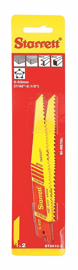 STARRETT RECIPROCATING SAW BLADE, BI-METAL, 6 X ¾ X 0.050 IN, 6 TO 10 ...