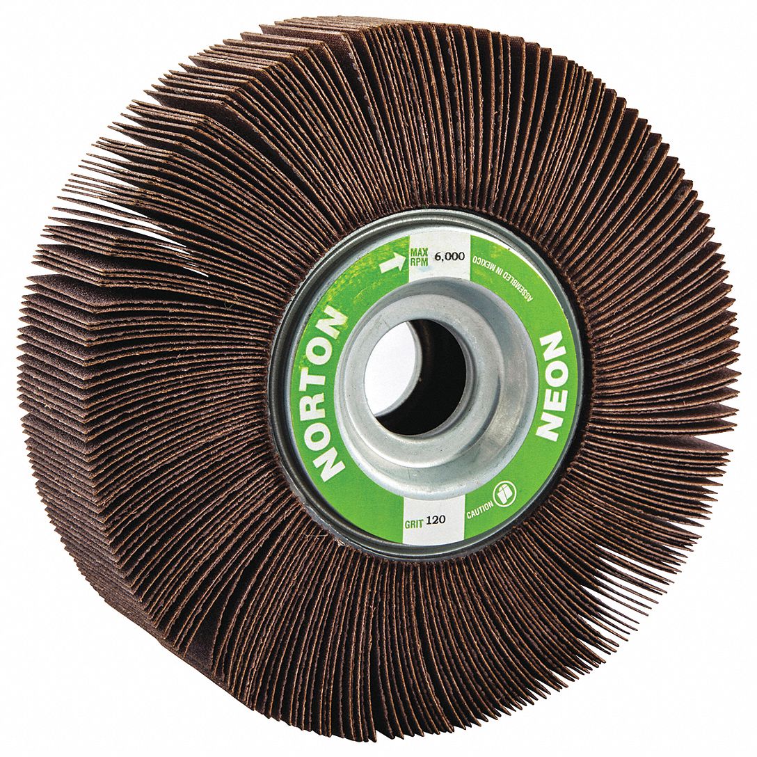 Coated Unmounted Flap Wheel, 120 Grit Ceramic, 6 in Diameter, 1 1/2 in ...