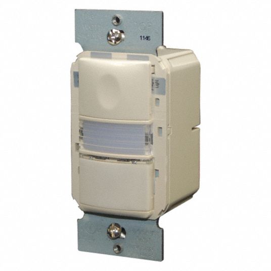 WATT STOPPER Wall Switch Box, 1050 sq ft Passive Infrared, Light Almond ...