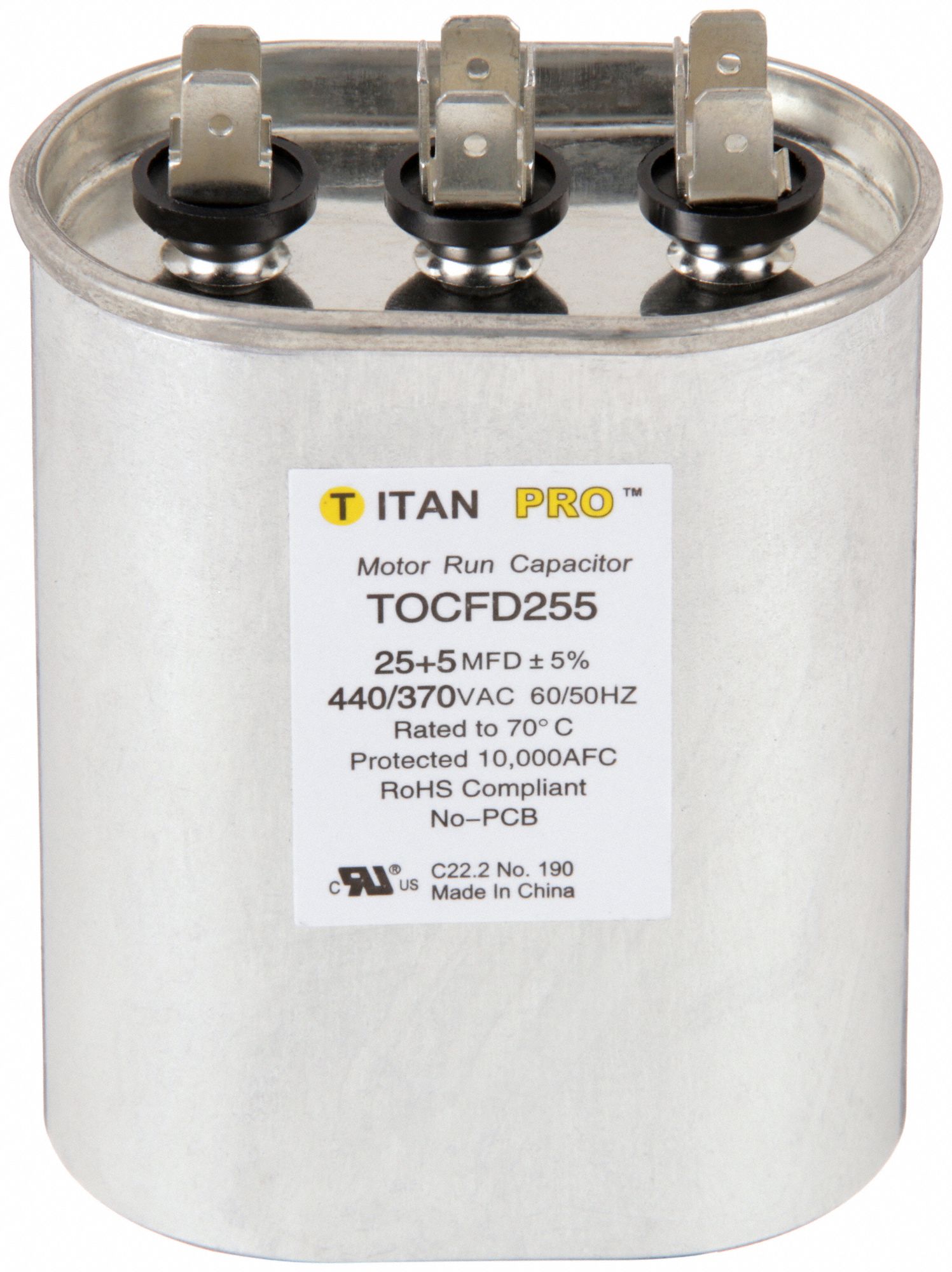 TITAN PRO, Oval, 440/370V AC, Motor Dual Run Capacitor - 30D597 ...