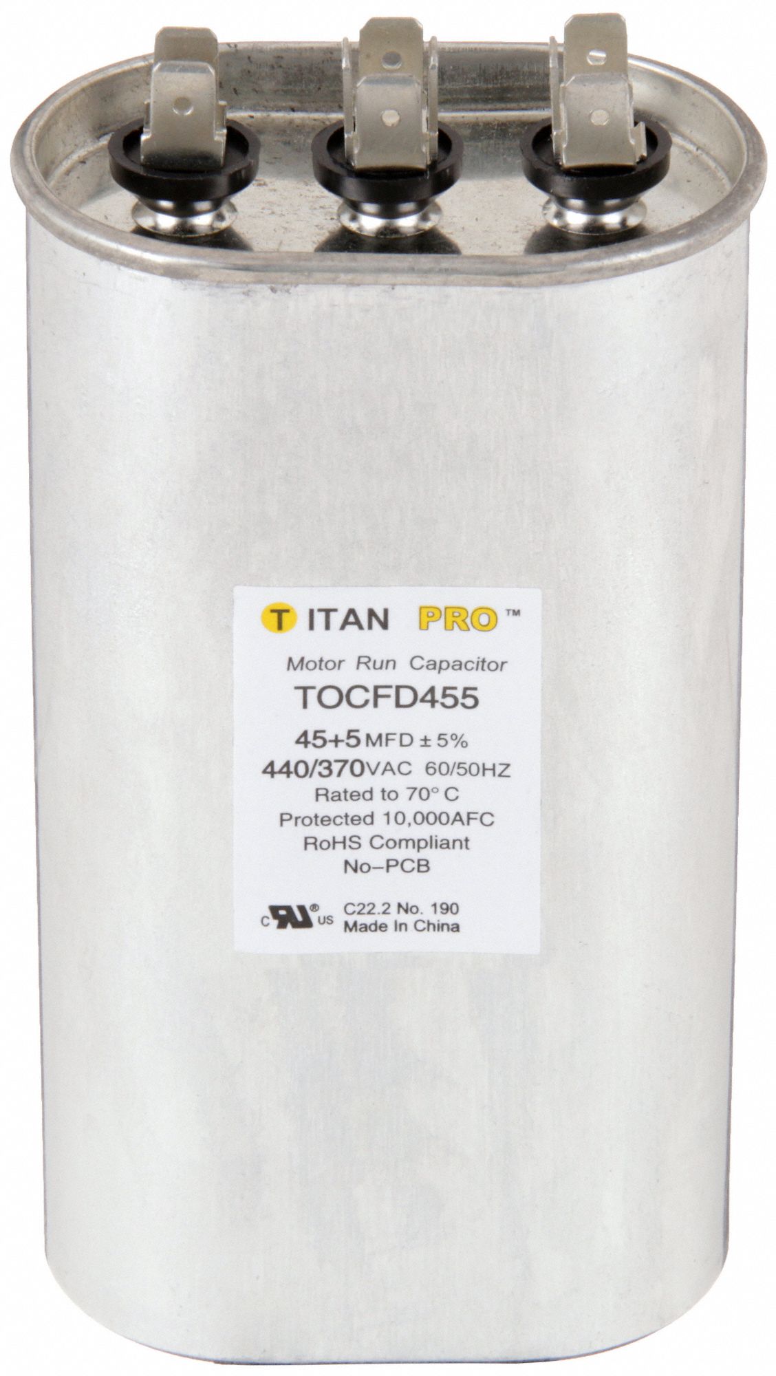 TITAN PRO, Oval, 440/370V AC, Motor Dual Run Capacitor - 30D609 ...