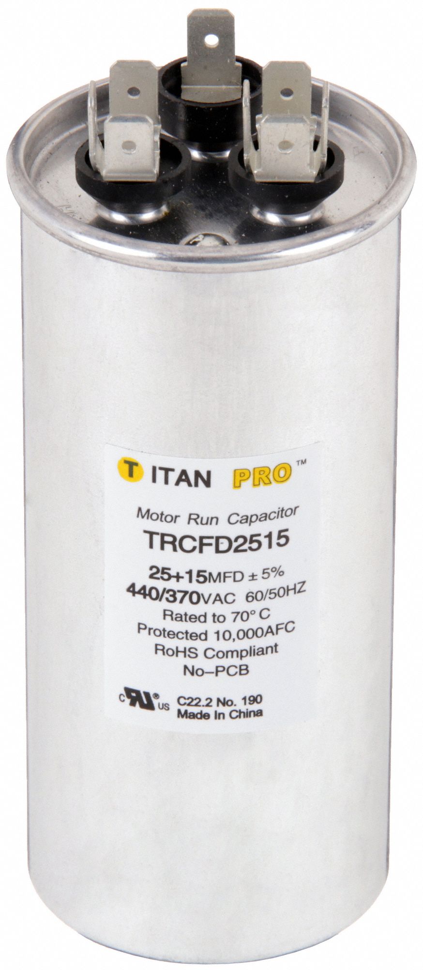 TITAN PRO, Round, 440/370V AC, Motor Dual Run Capacitor - 30D632 ...
