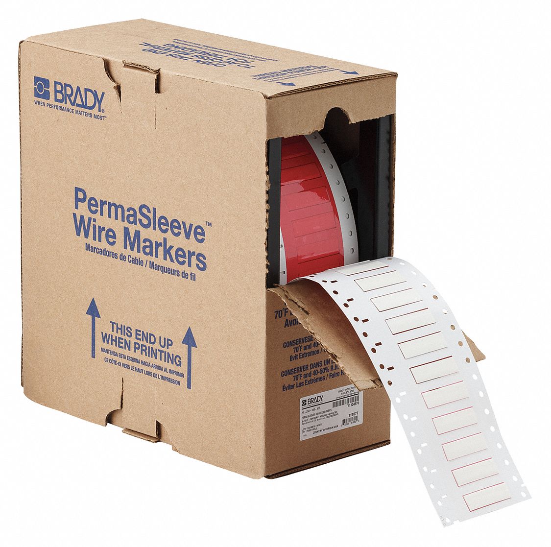 1/4 in x 1 1/2 in, Self-Extinguishing Polyolefin, Precut Label Roll ...