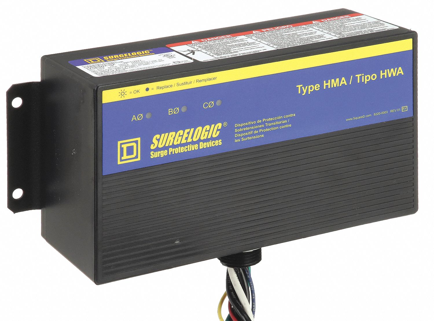 SQUARE D, Three Phase, 480/277V AC Wye, Surge Protection Device ...