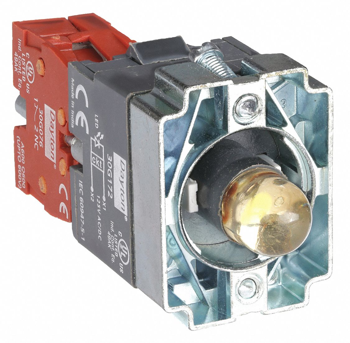 DAYTON, 22 mm Panel Mounting Size, 1NC, Lamp Module and Contact Block ...