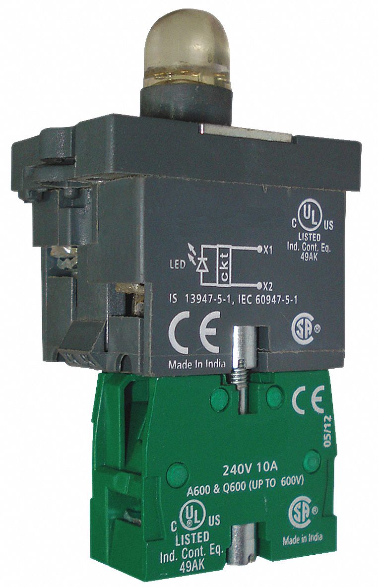 DAYTON Lamp Module and Contact Block: Plastic Operators, Green, 1NO ...