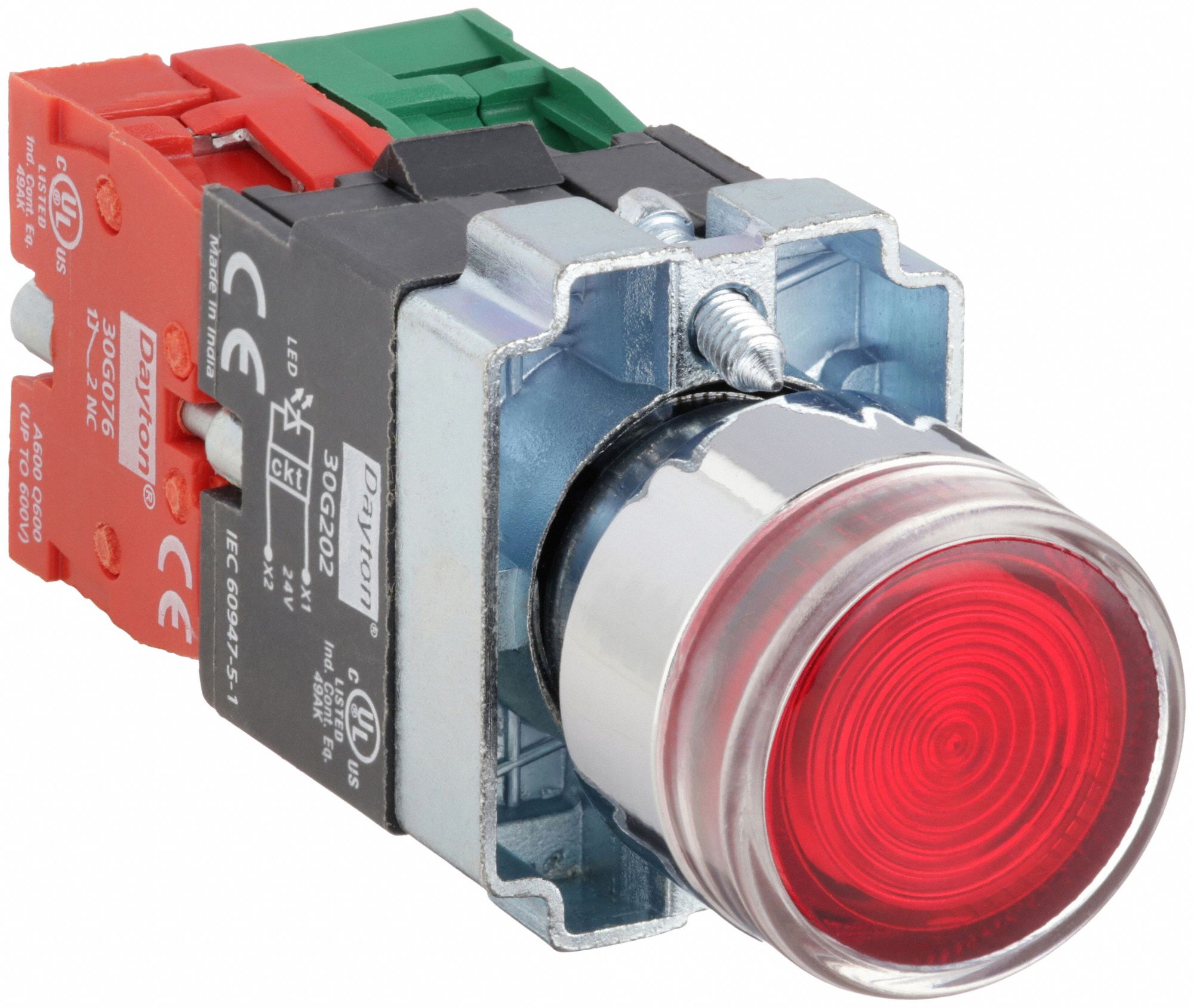 DAYTON, Illuminated, Extended Profile, Illuminated Push Button - 30G202 ...