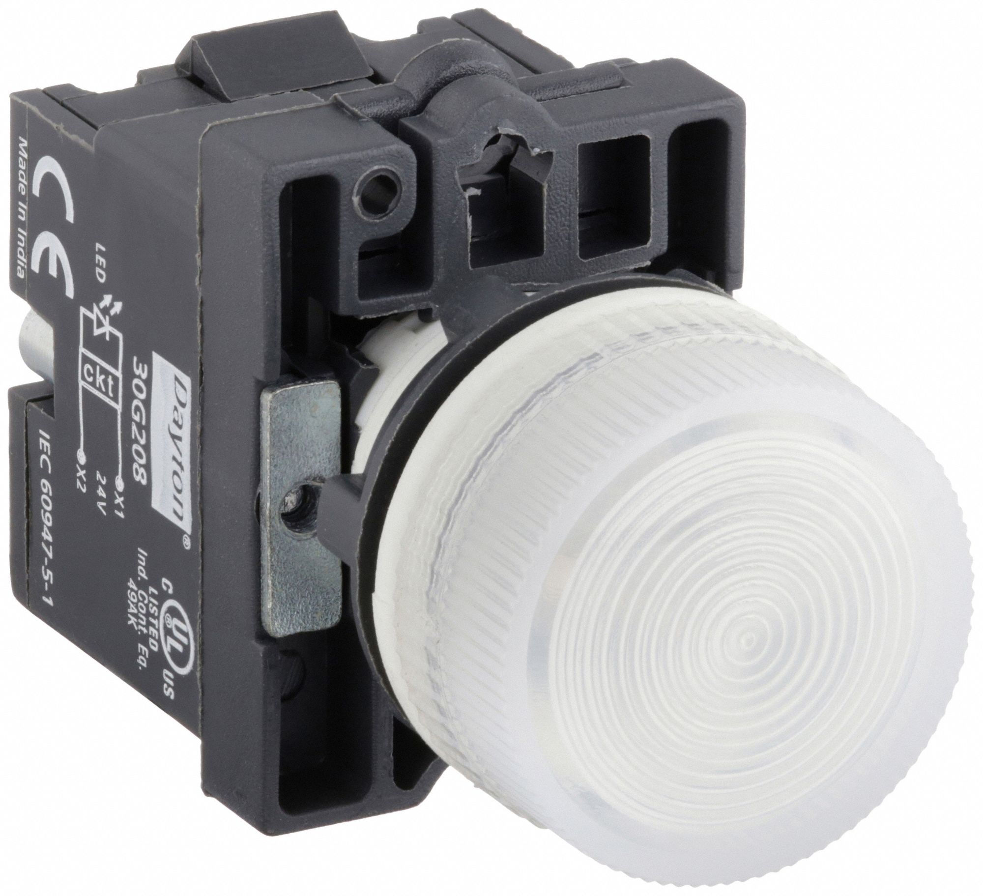 DAYTON, 22 mm Panel Mounting Size, White, Pilot Light - 30G208|30G208 ...