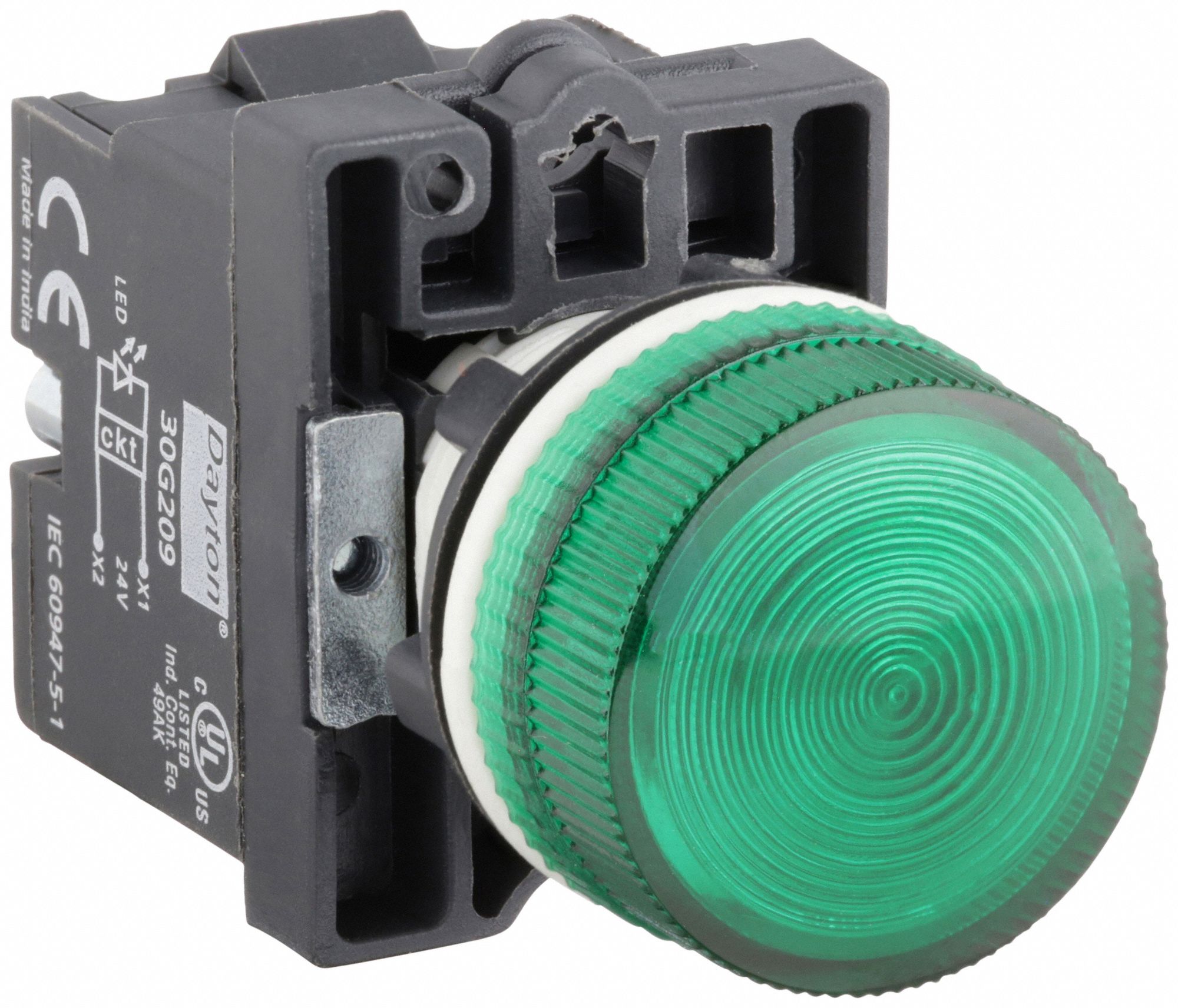 DAYTON, 22 mm Panel Mounting Size, Green, Pilot Light - 30G209|30G209 ...