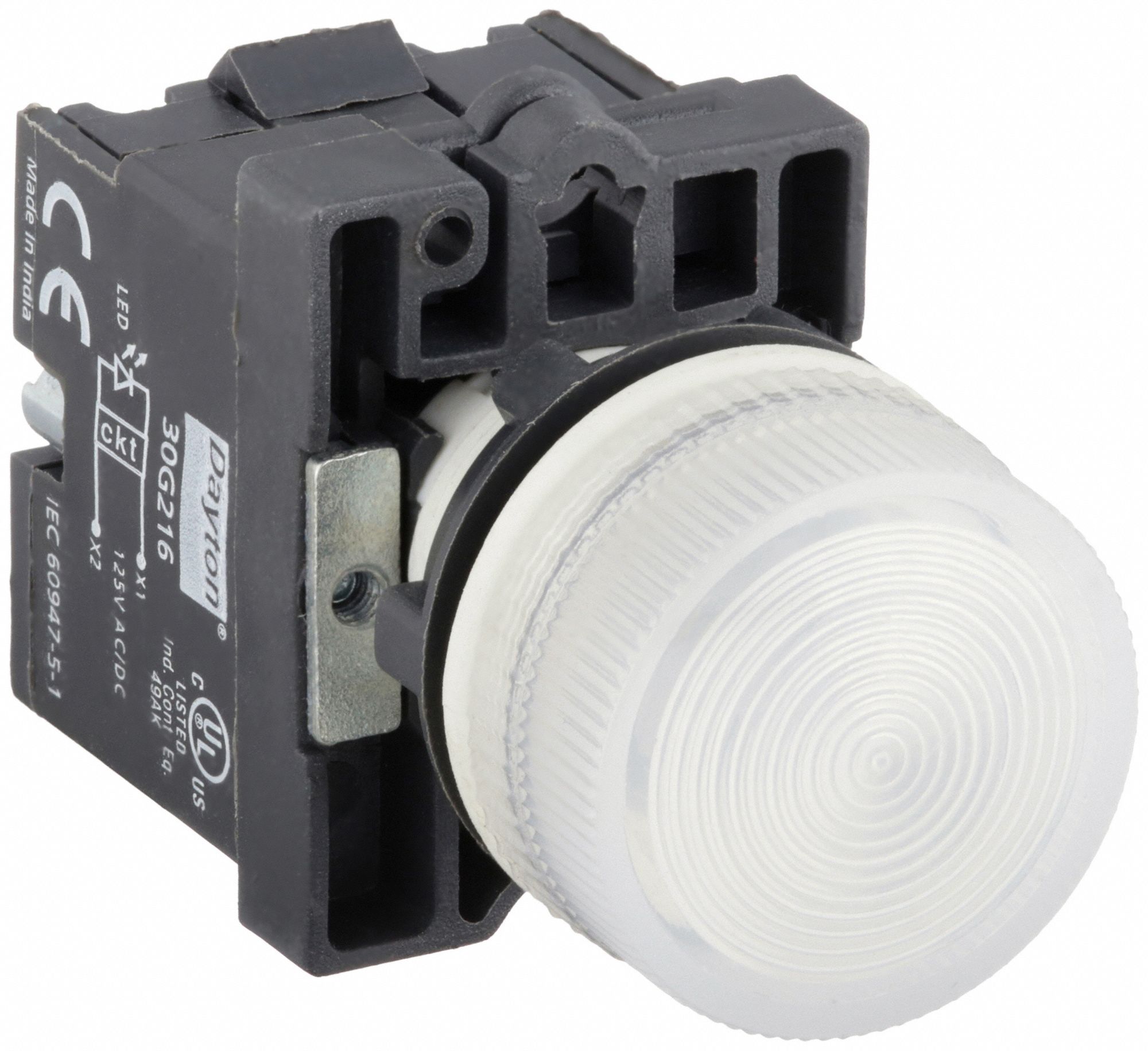 DAYTON, 22 mm Panel Mounting Size, White, Pilot Light - 30G216|30G216 ...