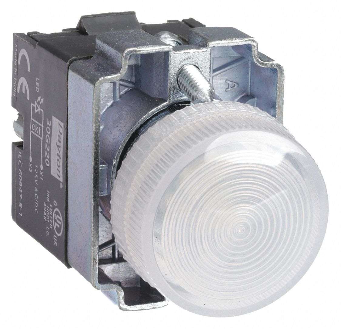 DAYTON, White, LED, Pilot Light - 30G220|30G220 - Grainger