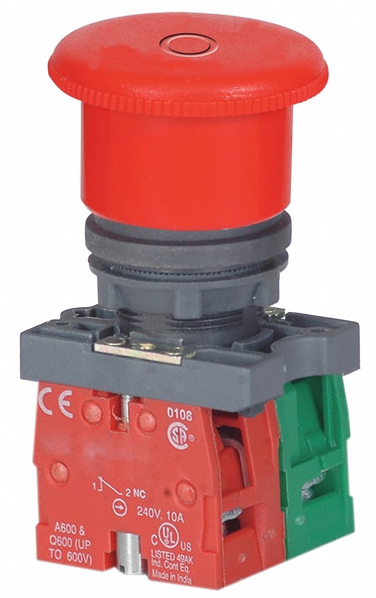 DAYTON Emergency Stop Push Button: 22 mm Size, Push / Pull - Trigger ...
