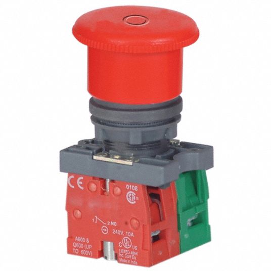 DAYTON Emergency Stop Push Button: 22 mm Size, Push / Pull - Trigger ...
