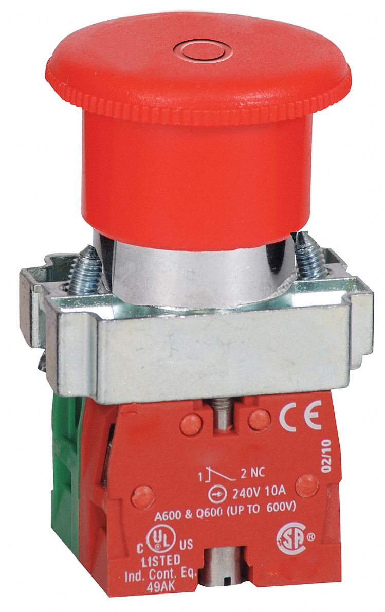 DAYTON Emergency Stop Push Button: 22 mm Size, Push / Pull - Trigger ...