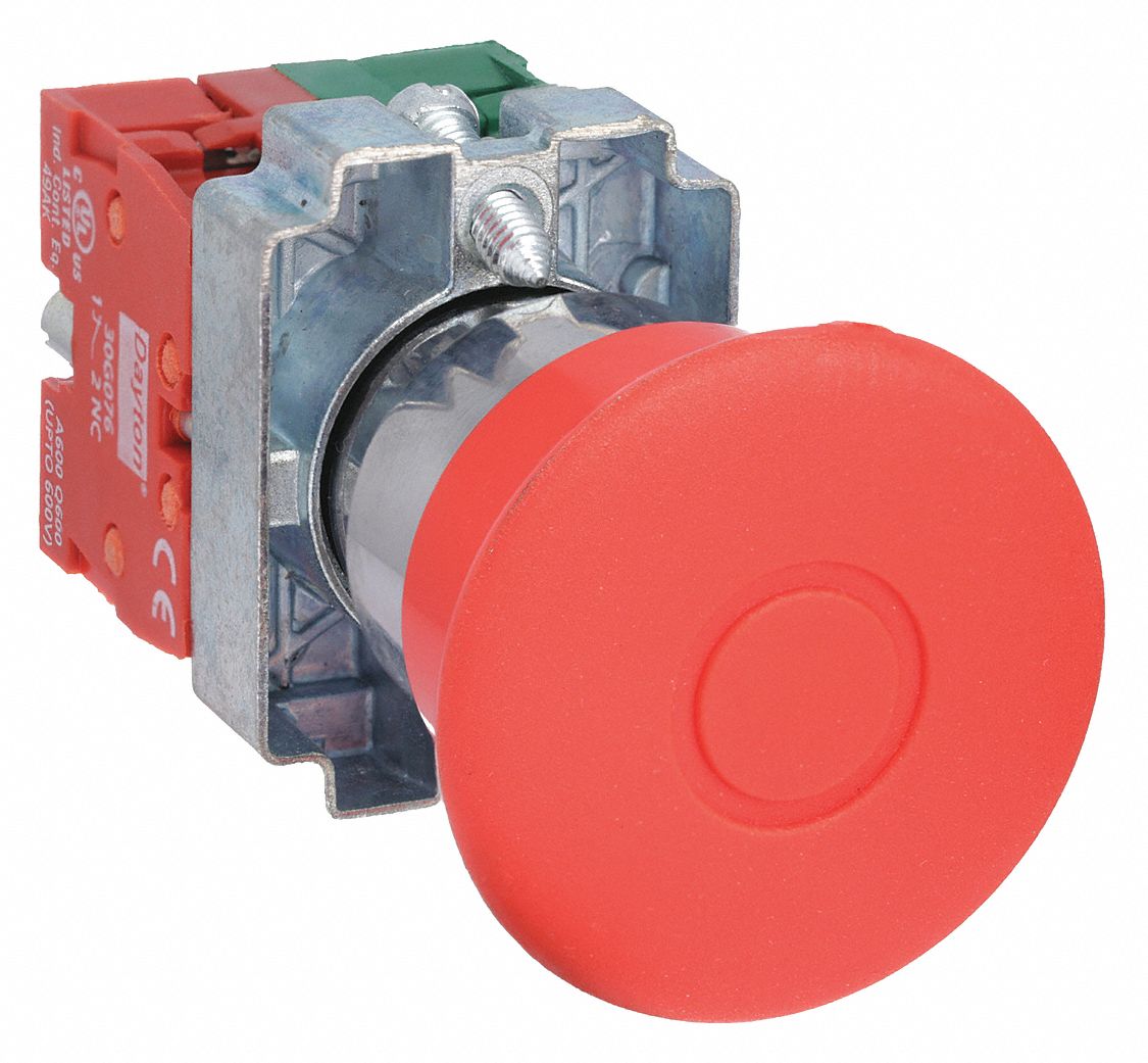 DAYTON Emergency Stop Push Button: 22 mm Size, Push / Pull - Trigger ...