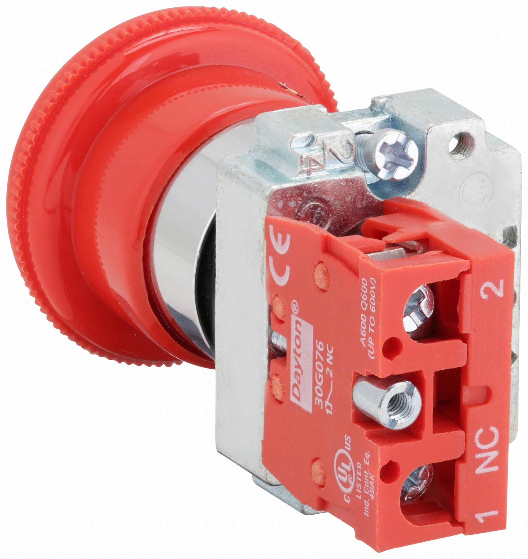 DAYTON Emergency Stop Push Button: 22 mm Size, Maintained Push / Turn ...