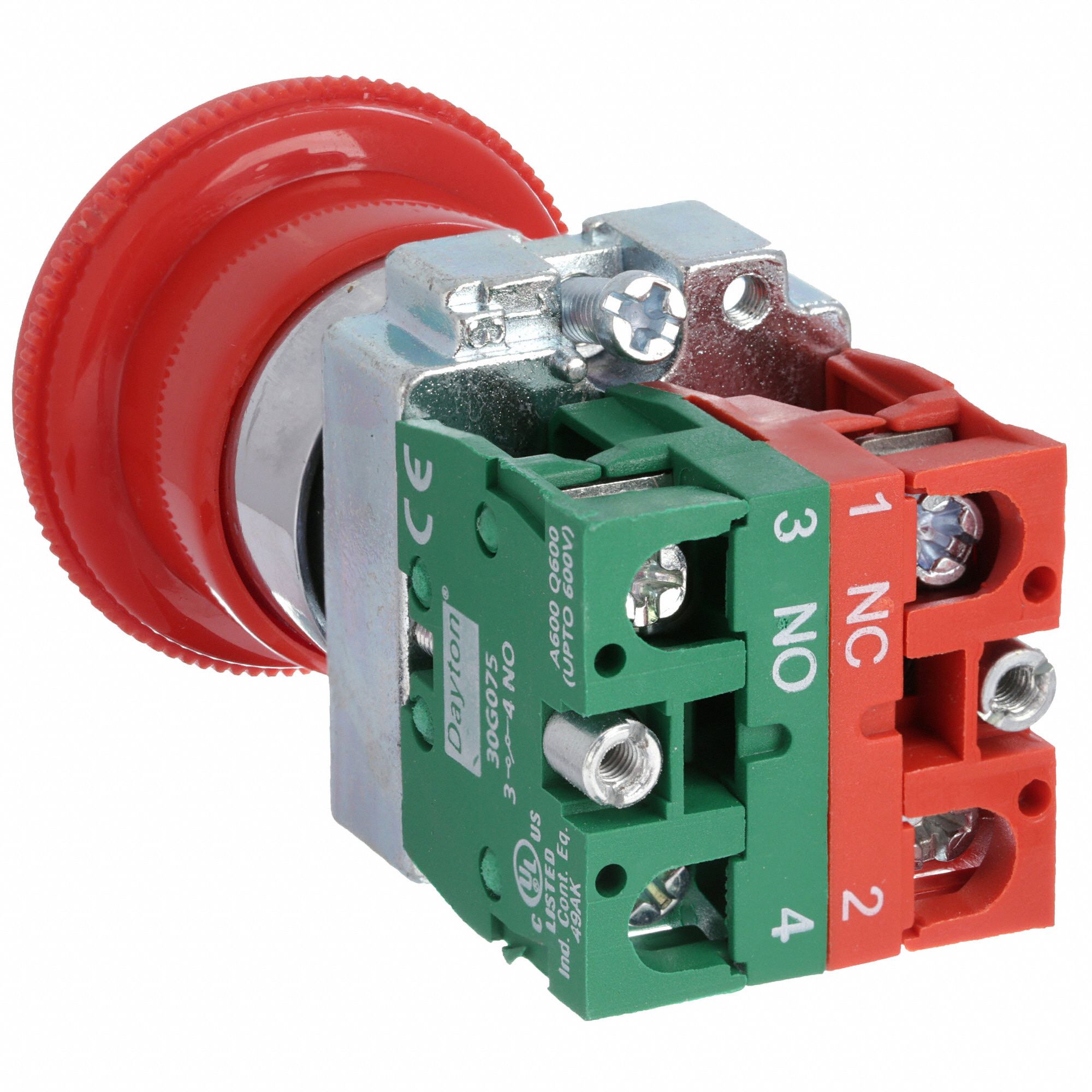 DAYTON Emergency Stop Push Button: 22 mm Size, Maintained Push / Turn ...