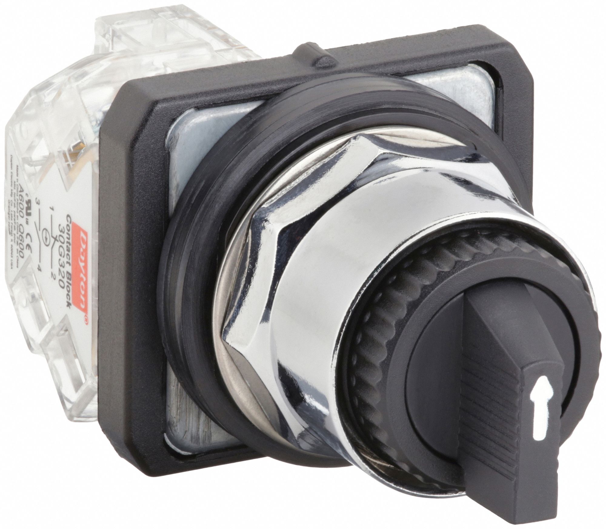 DAYTON SELECTOR SWITCH, 30 MM PANEL MOUNTING SIZE, 3 POSITIONS, EXTENDED LEVER, 1NO/1NC ...