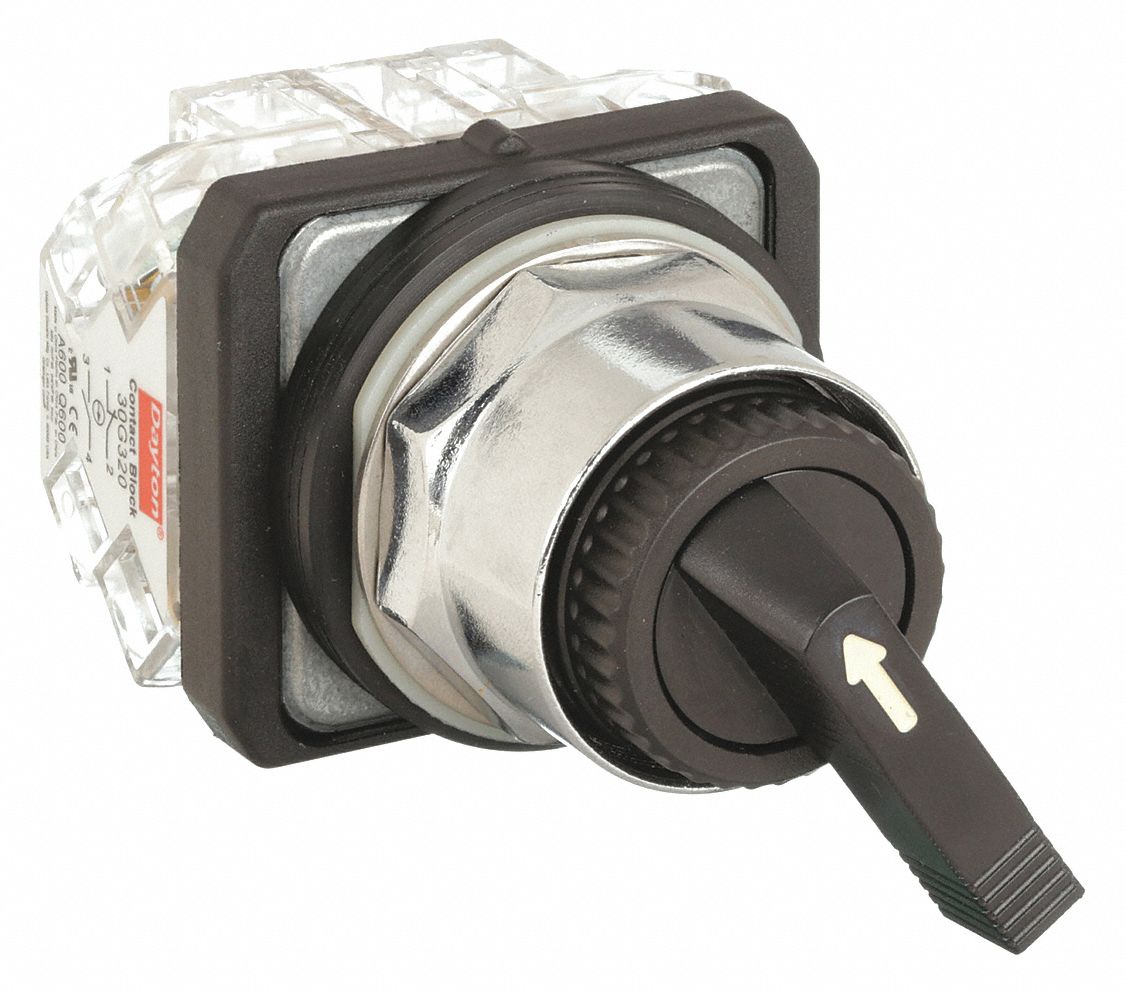 DAYTON, 30 mm Panel Mounting Size, 2 Positions, Selector Switch ...