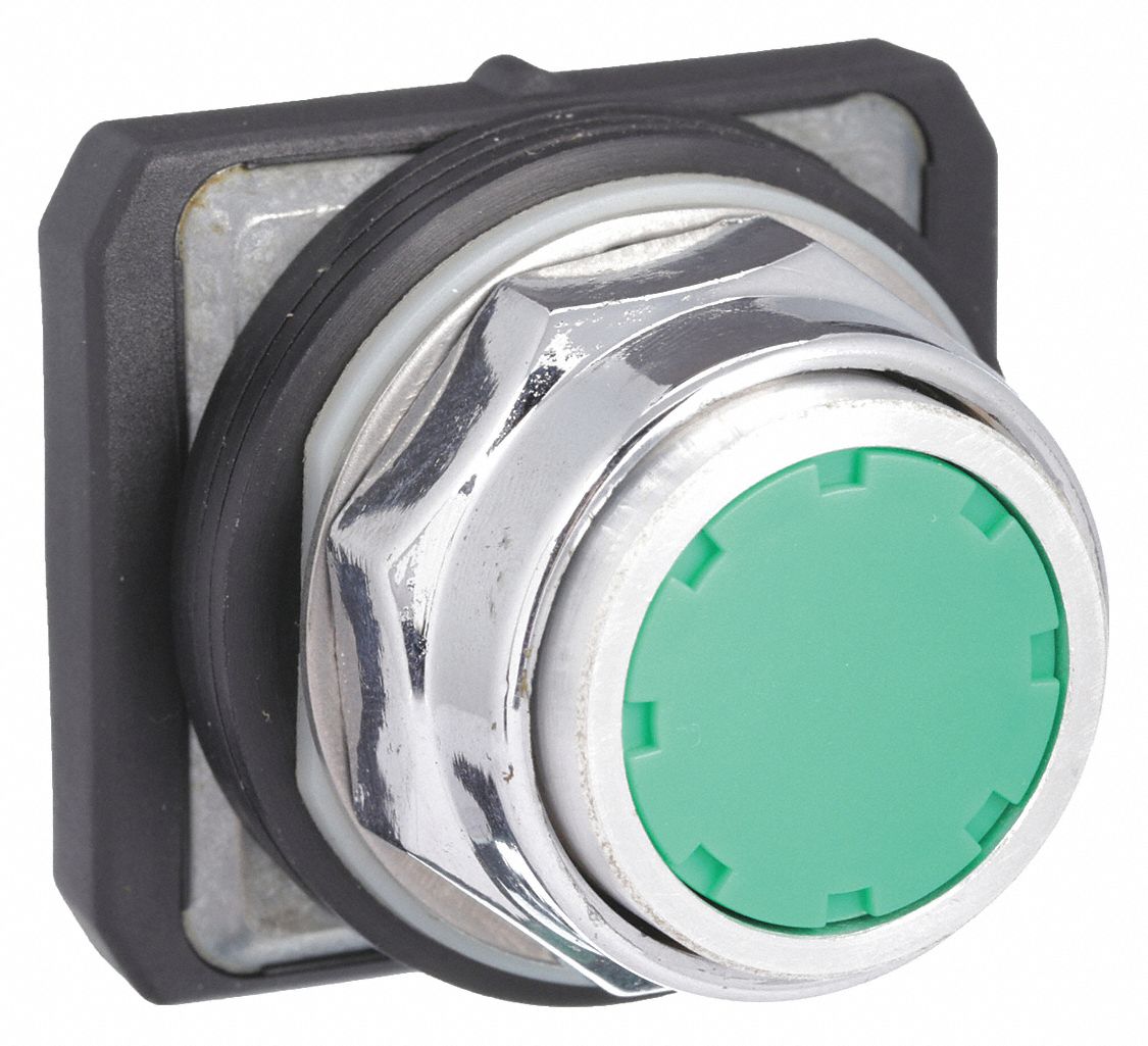 DAYTON, Green, 30 mm Mounting Size, Flush Push Button - 30G324|30G324 ...