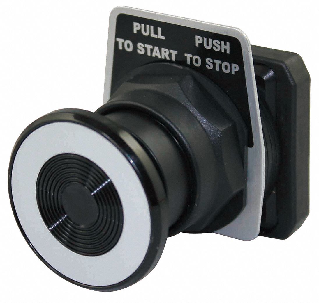 DAYTON Push Button Operator, Plastic, Maintained Push / Maintained Pull ...