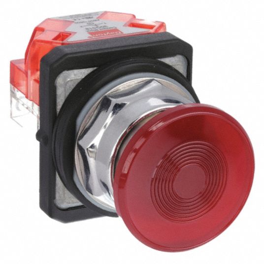 DAYTON, Mushroom Head Profile, Metallic, Mushroom Head Push Button - 30G458|30G458 - Grainger