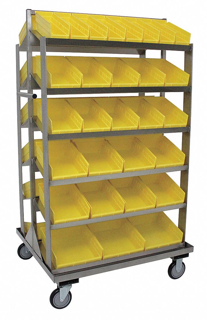 JAMCO, 36 in x 30 in x 66 in, 58 Bins, Mobile Pick Rack - 30KE54 ...