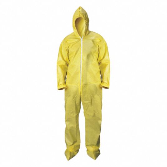 CONDOR, Open Ankle, Yellow, Hooded Coveralls - 30LV14|30LV14 - Grainger