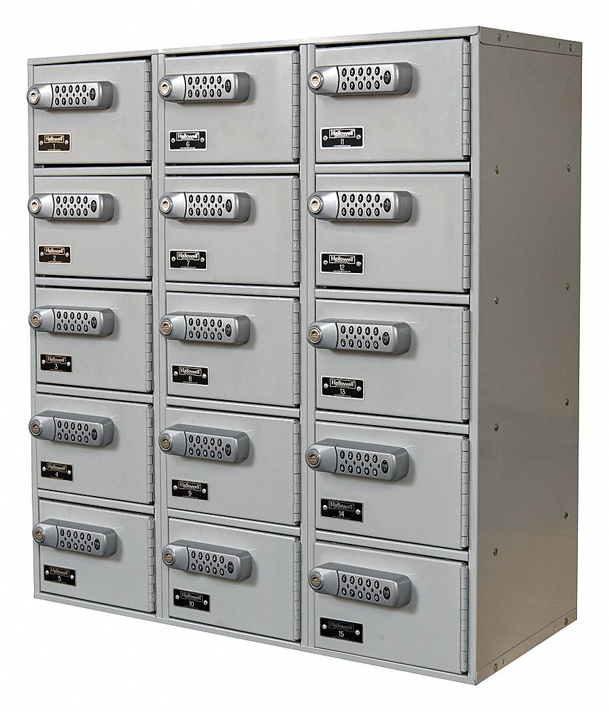 HALLOWELL, 27 in x 12 in x 30 1/2 in, 5 Tiers, Cell Phone Locker ...