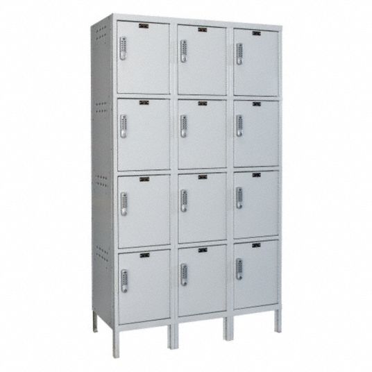 HALLOWELL Box Locker: 45 in x 18 in x 78 in, 4 Tiers, 3 Units Wide, 12 ...
